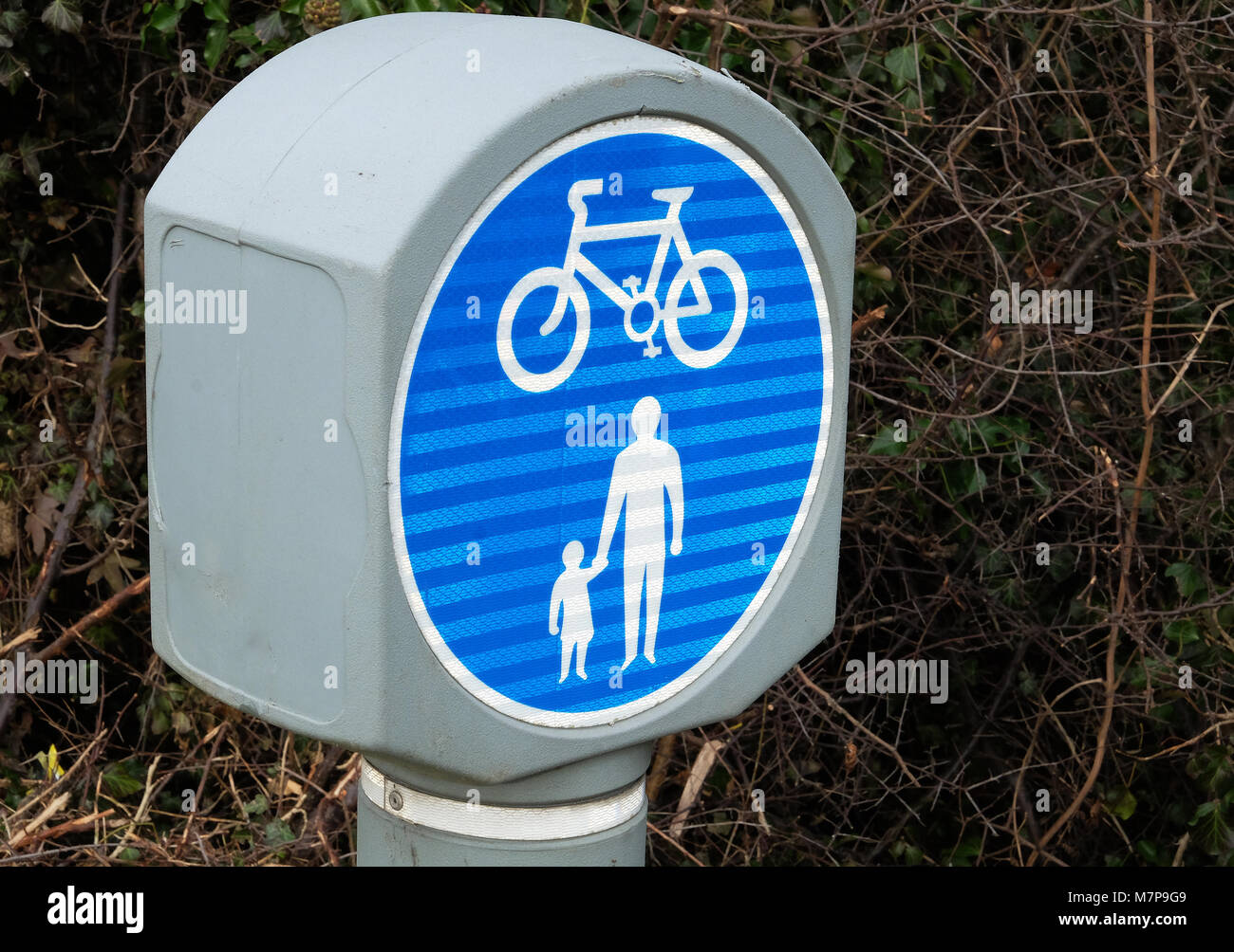Cycle track and pedestrian footpath signs Stock Photo - Alamy