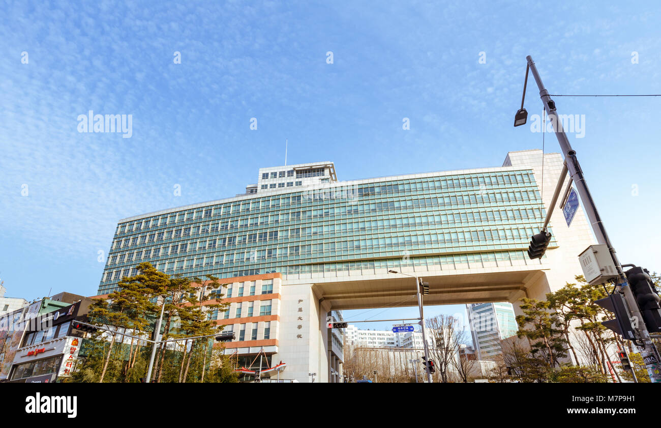Seoul, South Korea - March 2, 2018 : Hongik University, usually known ...