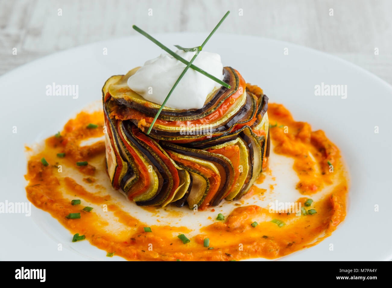 gourmett confit byaldi dish or french ratatouille Stock Photo - Alamy