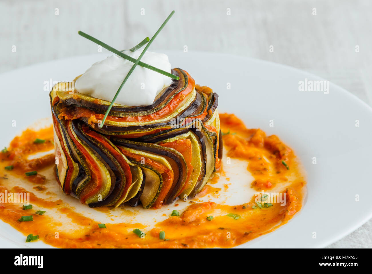 gourmett confit byaldi dish or french ratatouille Stock Photo - Alamy