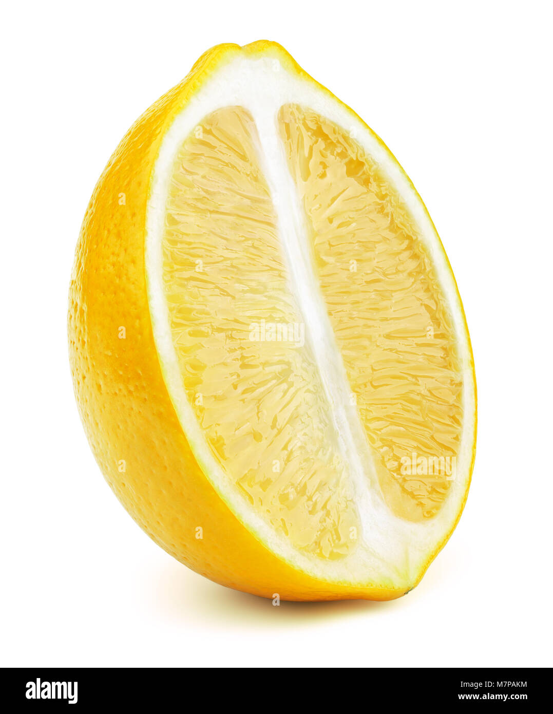 Perfectly retouched sliced half of lemon fruit isolated on the white ...