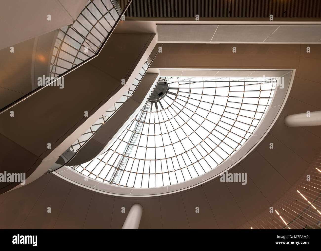 Skylight ceiling in lobby of the Perlan museum in Reykjavik, Iceland ...