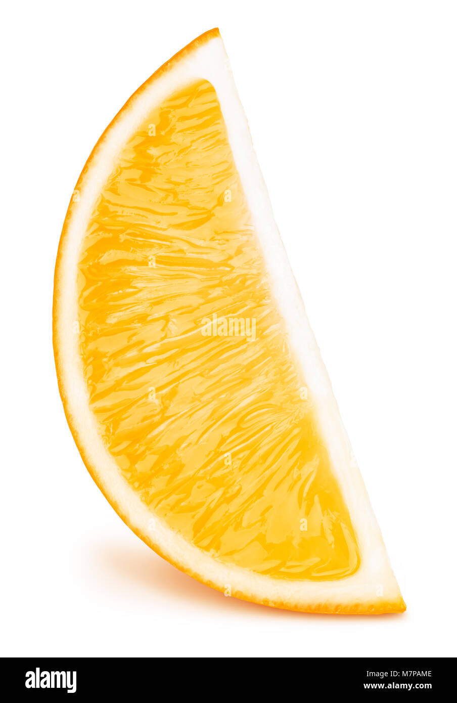 Perfectly retouched orange fruit slice isolated on the white background ...