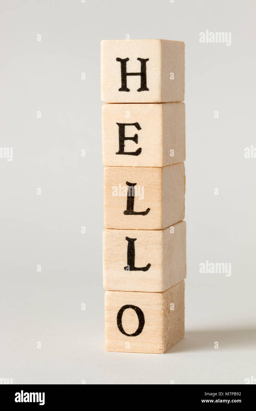 the word of HELLO on building blocks concept Stock Photo - Alamy