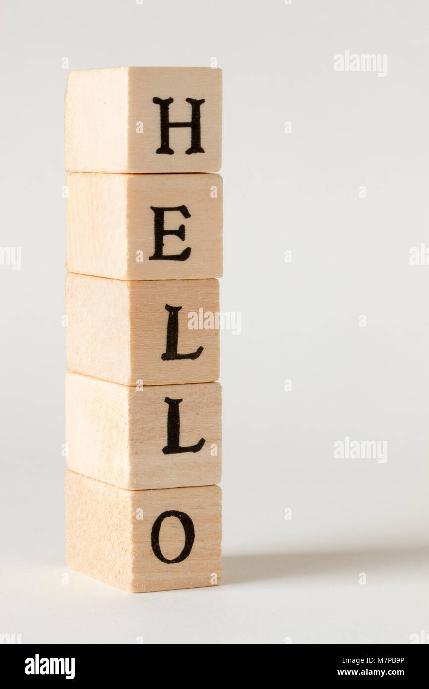 the word of HELLO on building blocks concept Stock Photo - Alamy