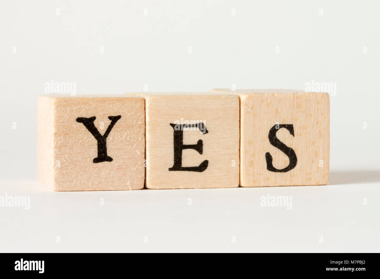 YES Word Written In Wooden Blocks Stock Photo - Alamy