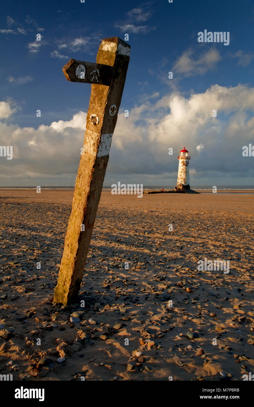 Derelict Point of Ayr lighthouse on Talacre beach with decaying old ...