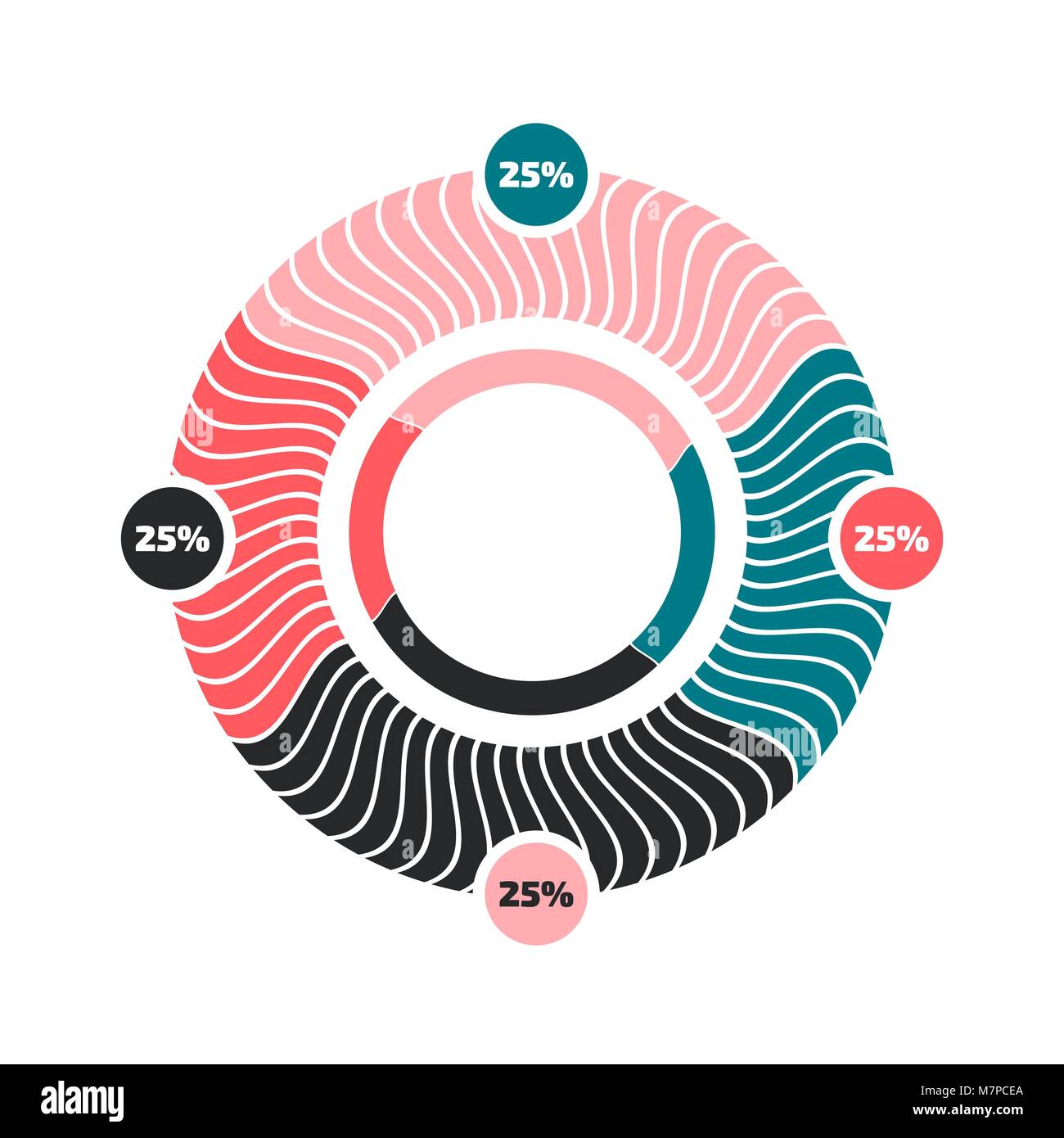 Pie chart illustration. Flat design style with stripes Stock Vector ...