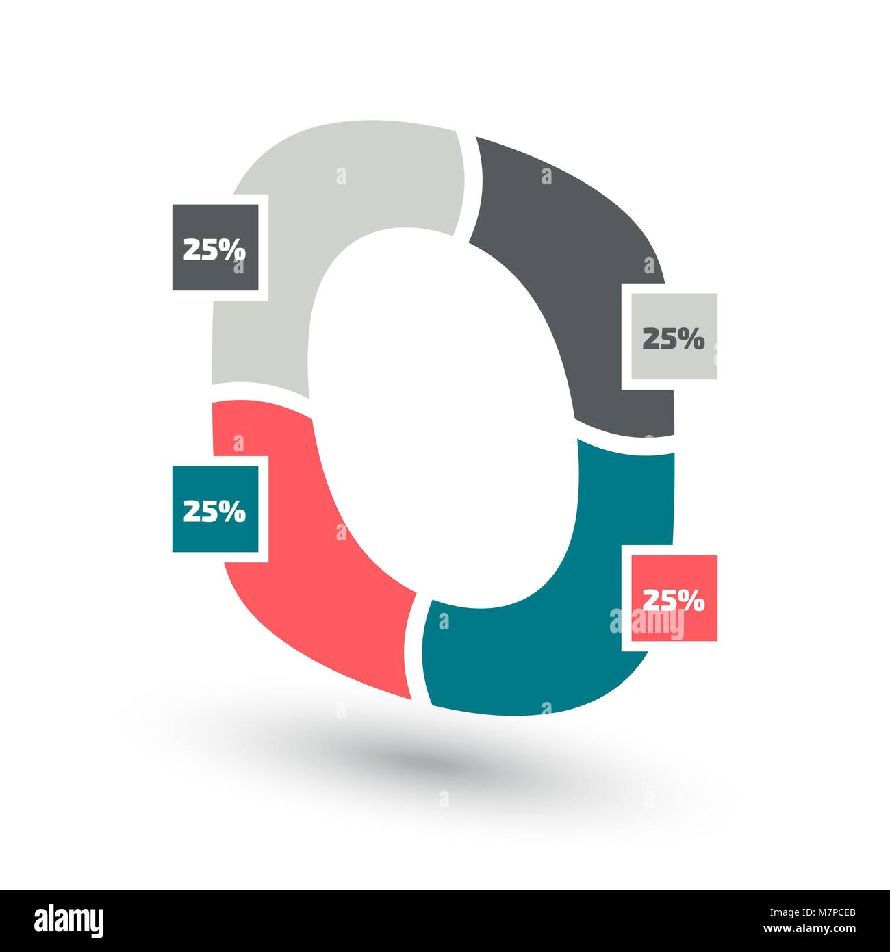 Pie chart illustration. Flat design style with shadow Stock Vector ...