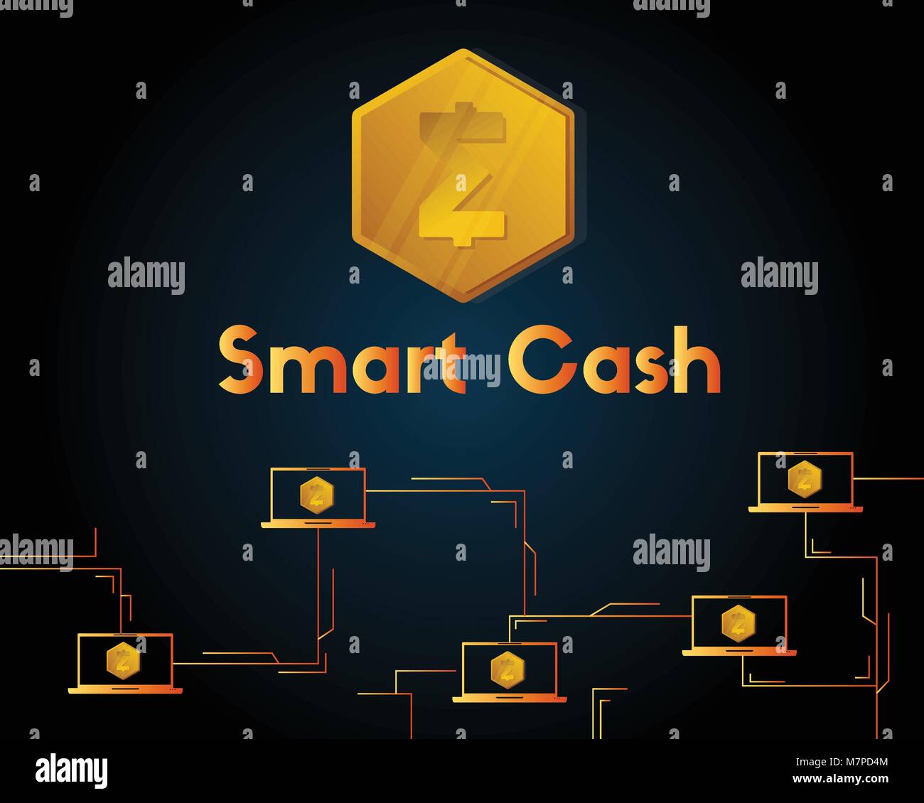 Blockchain smart cash on dark background style Stock Vector Image & Art ...