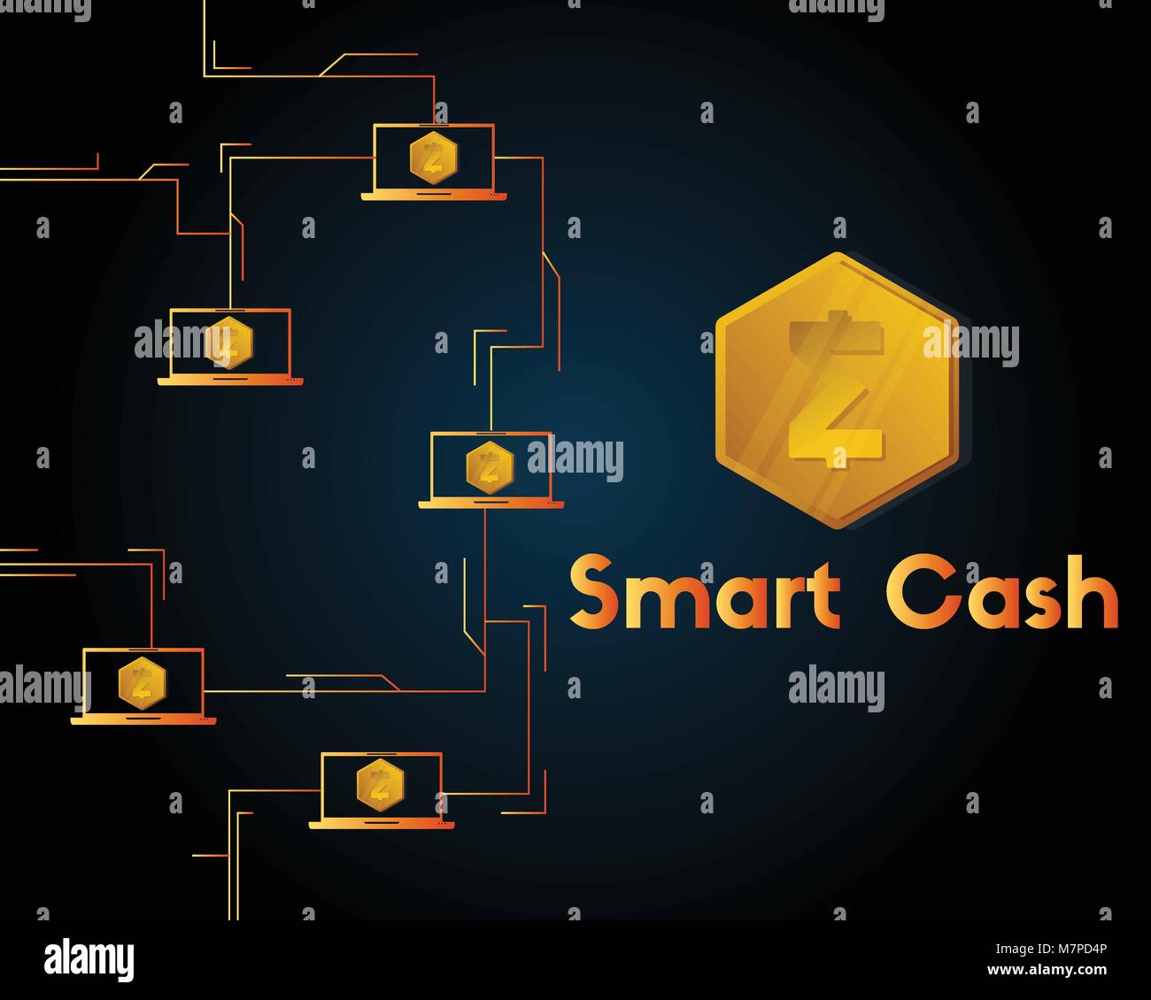 Blockchain smart cash on dark background style Stock Vector Image & Art ...