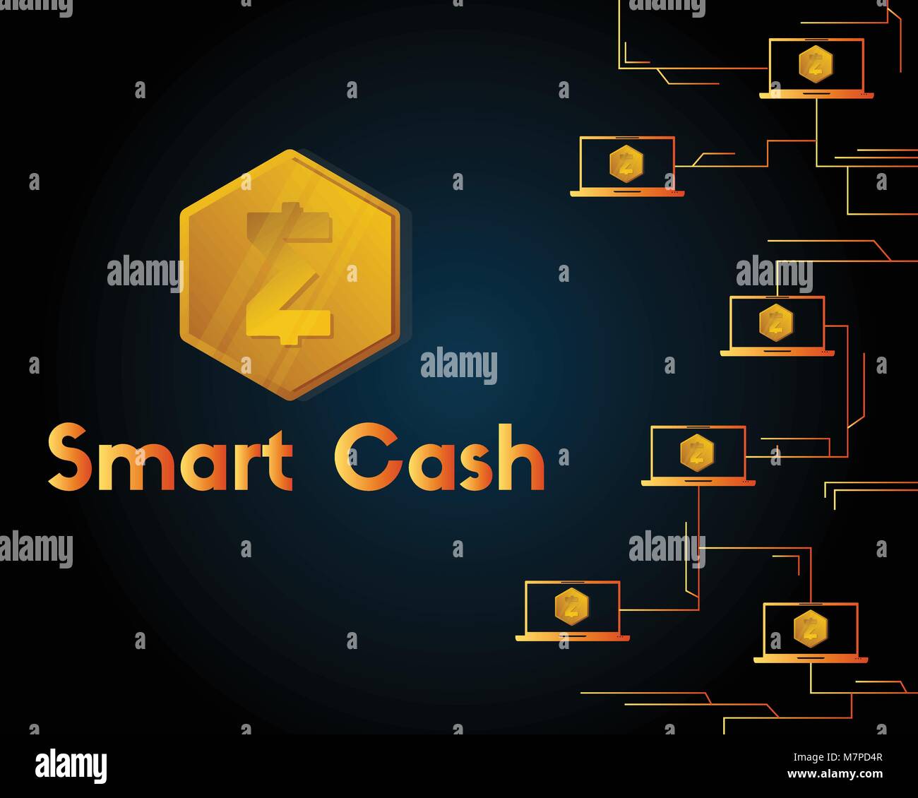 Blockchain smart cash on dark background style Stock Vector Image & Art ...