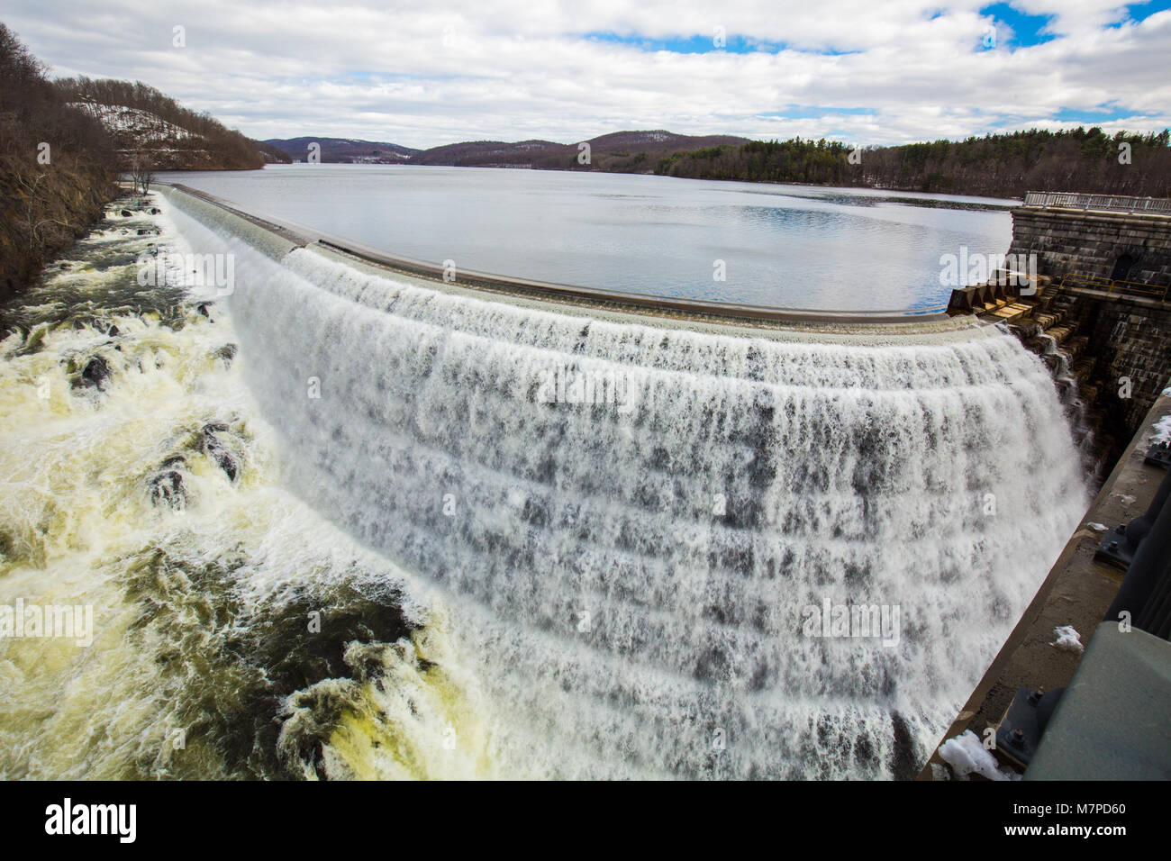 Water dam reservoir building in winter waterfall Stock Photo - Alamy