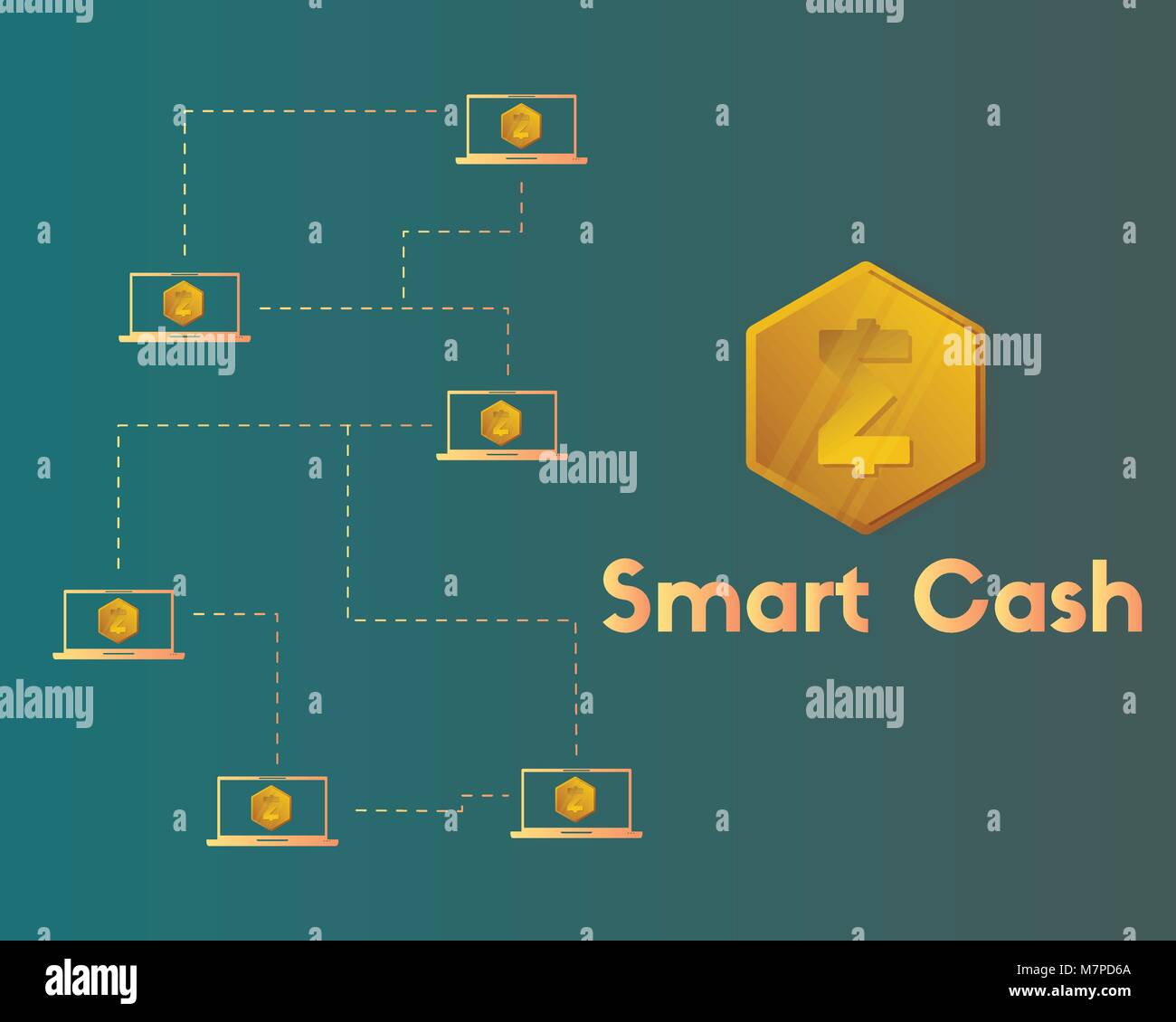 Blockchain smart cash networking background style Stock Vector Image ...