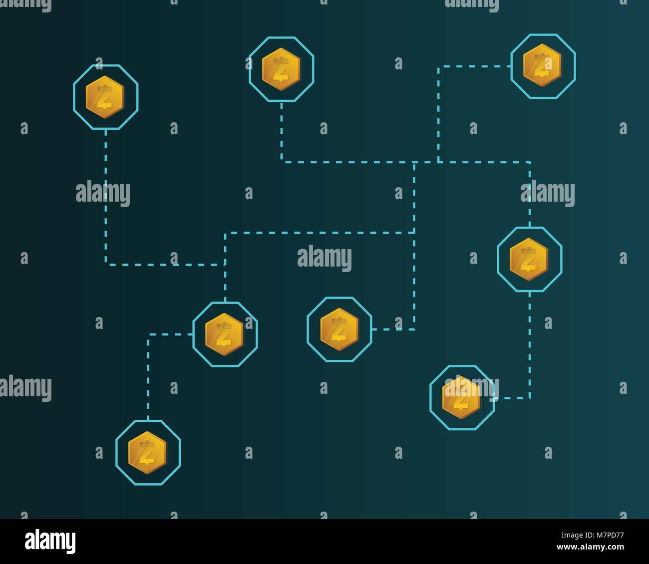 Blockchain smart cash technology connected background style Stock ...