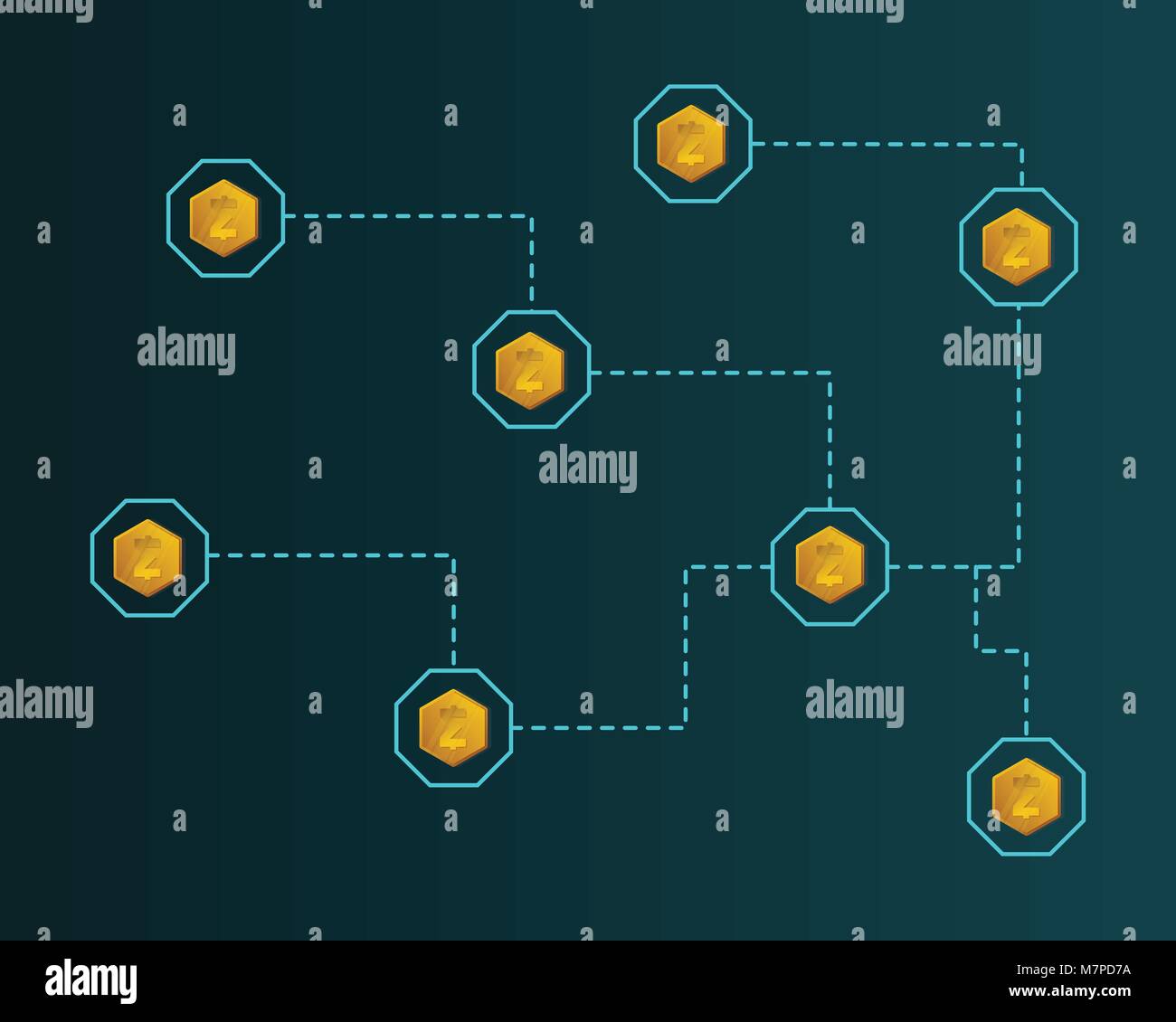 Blockchain smart cash technology connected background style Stock ...