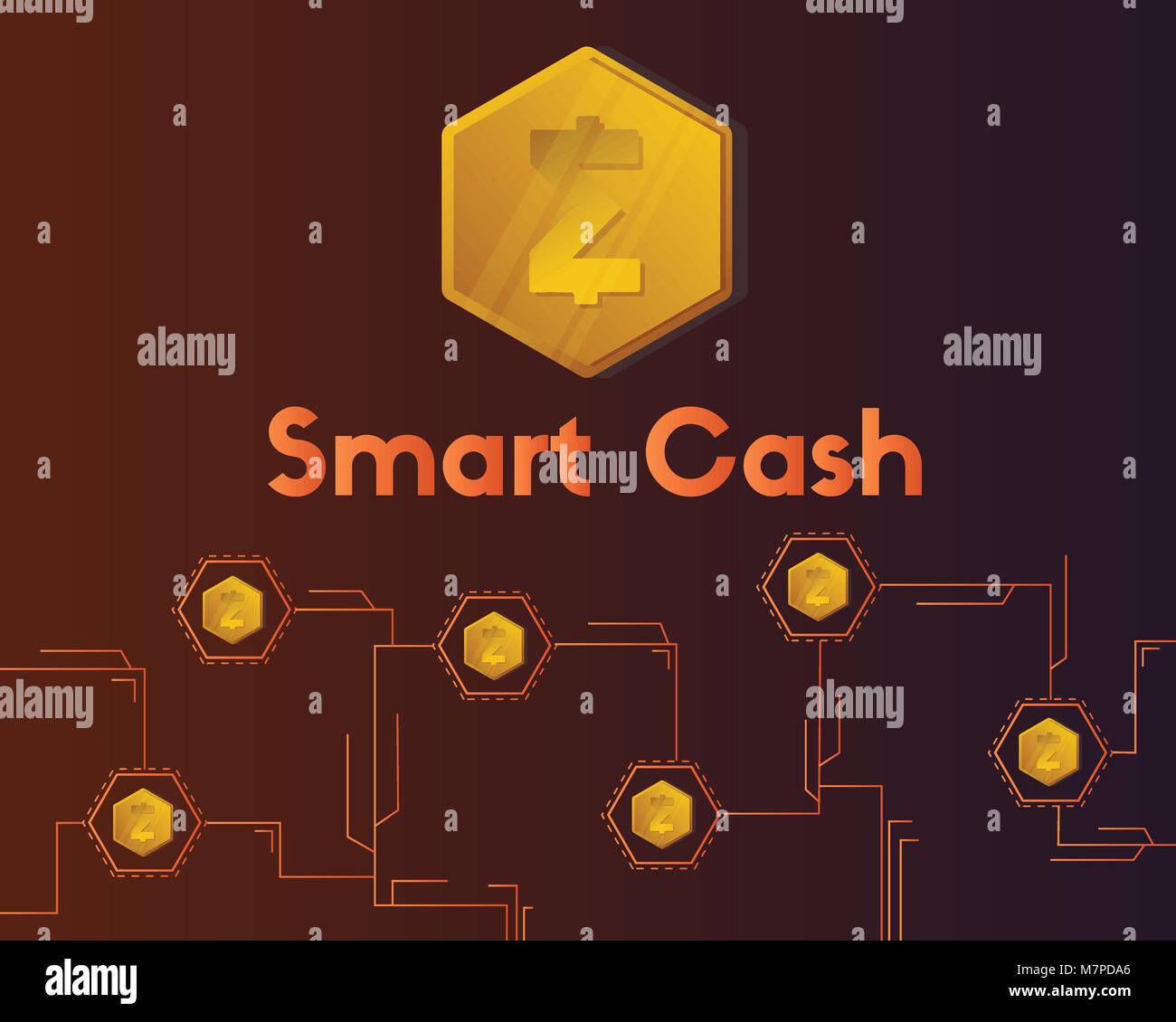 Blockchain smart cash cryptocurrency circuit background style Stock ...