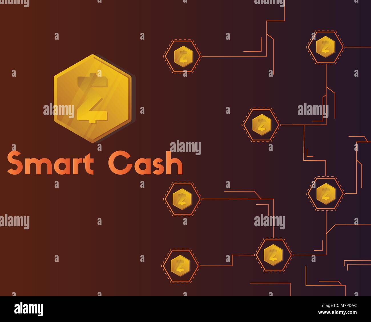 Blockchain smart cash cryptocurrency circuit background style Stock ...
