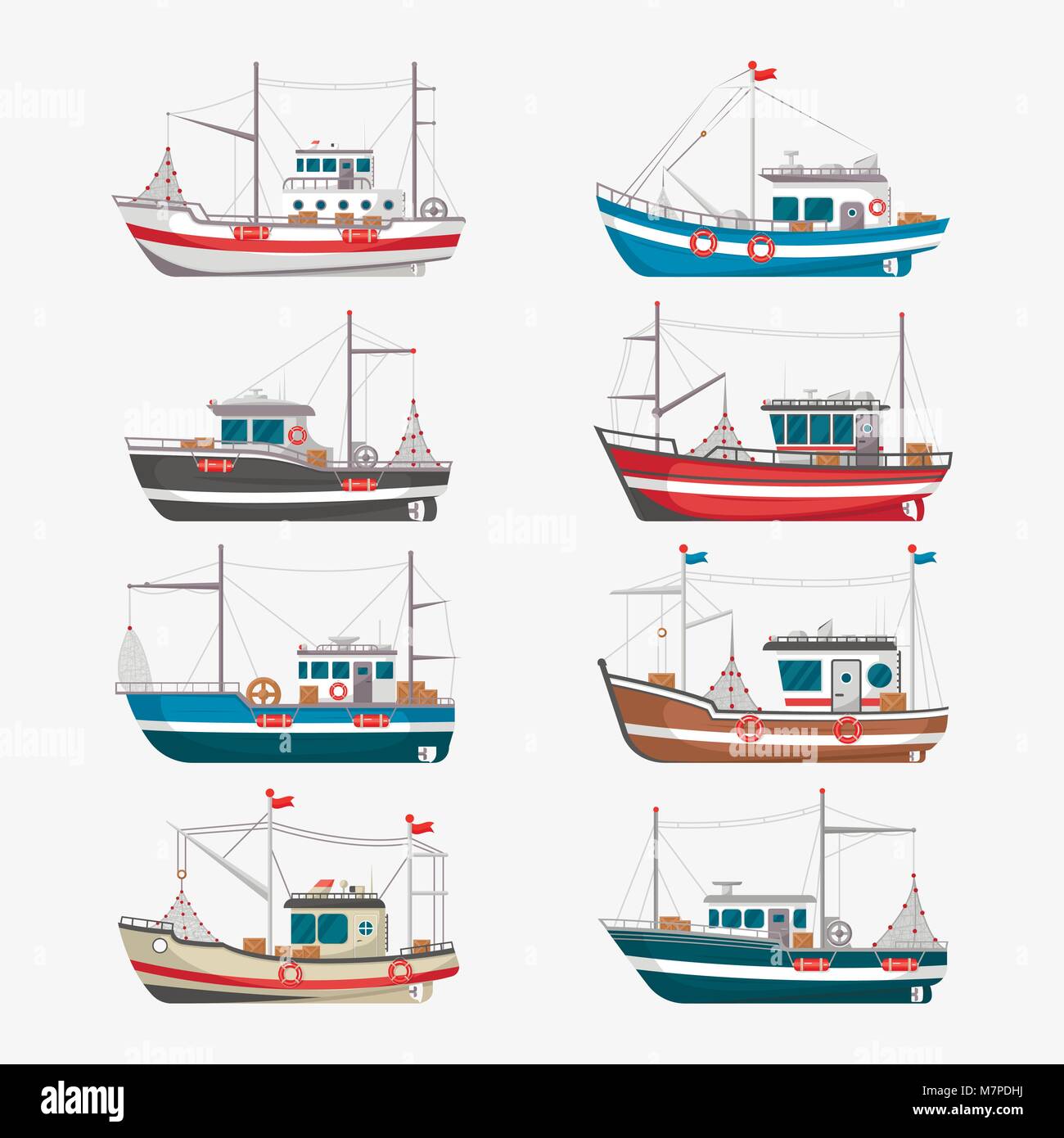 Fishing boat on harbor Stock Vector Images - Alamy