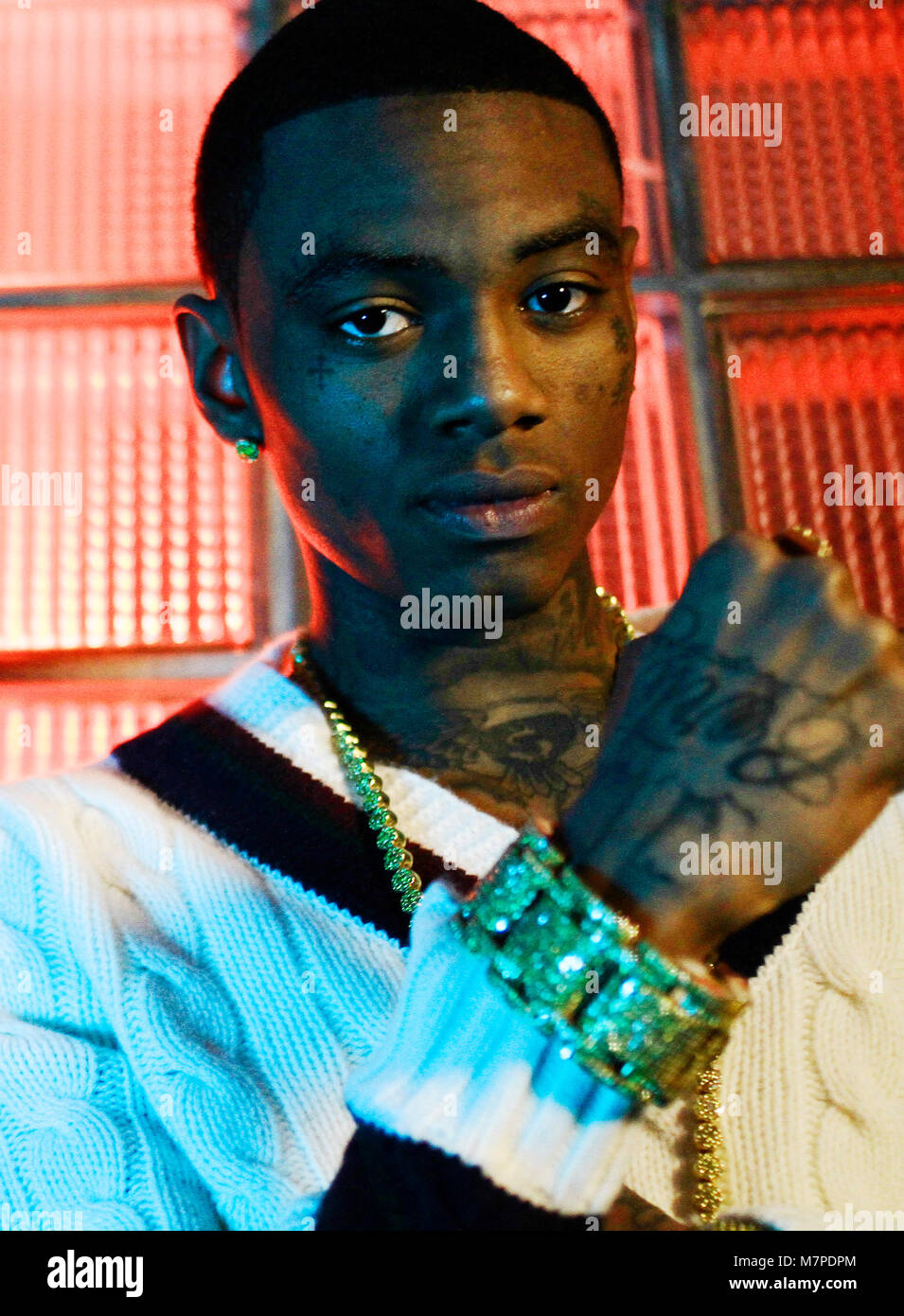 Deandre Way aka Soulja Boy portrait on-set of his music video with Lil ...