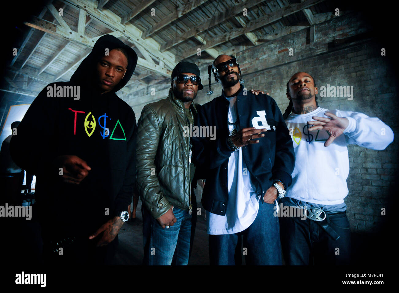 (L-R) YG, 50 Cent, Snoop Dogg and Ty Dolla Sign portrait on-set at the ...