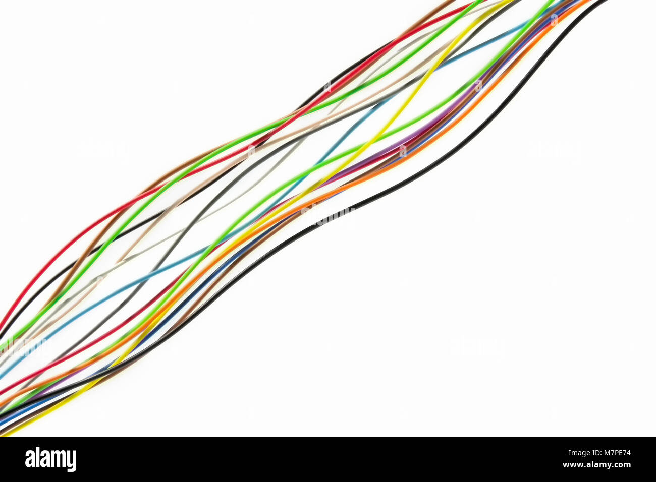 Multicolored cable isolated on white background Stock Photo - Alamy