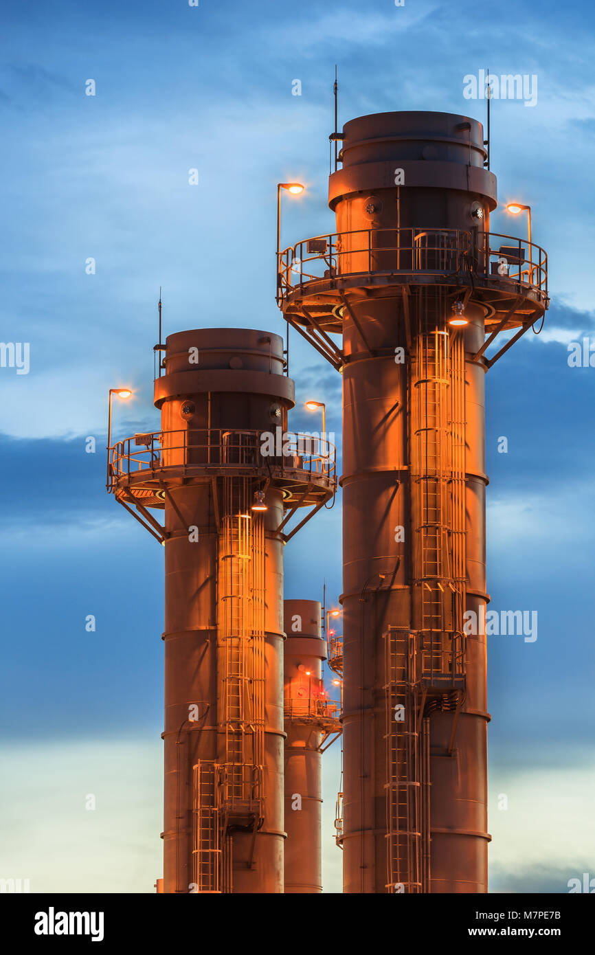 Close up ,tower of gas turbine electric power plant Stock Photo - Alamy