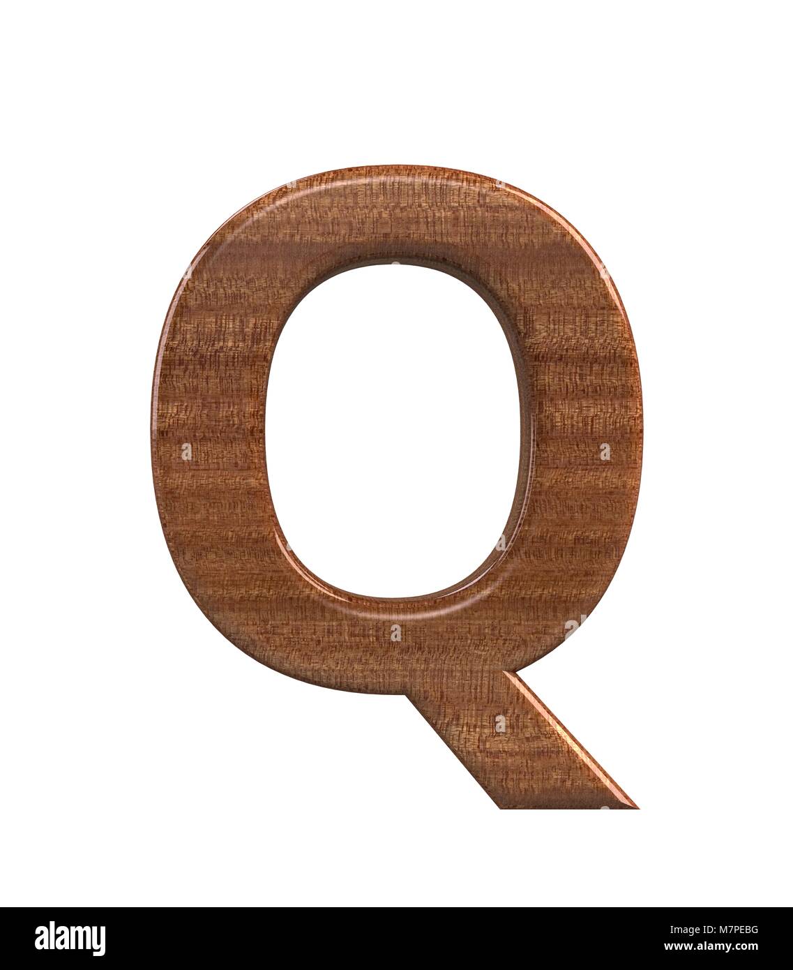 3D rendering Font Polished mahogany capital Q Stock Photo - Alamy
