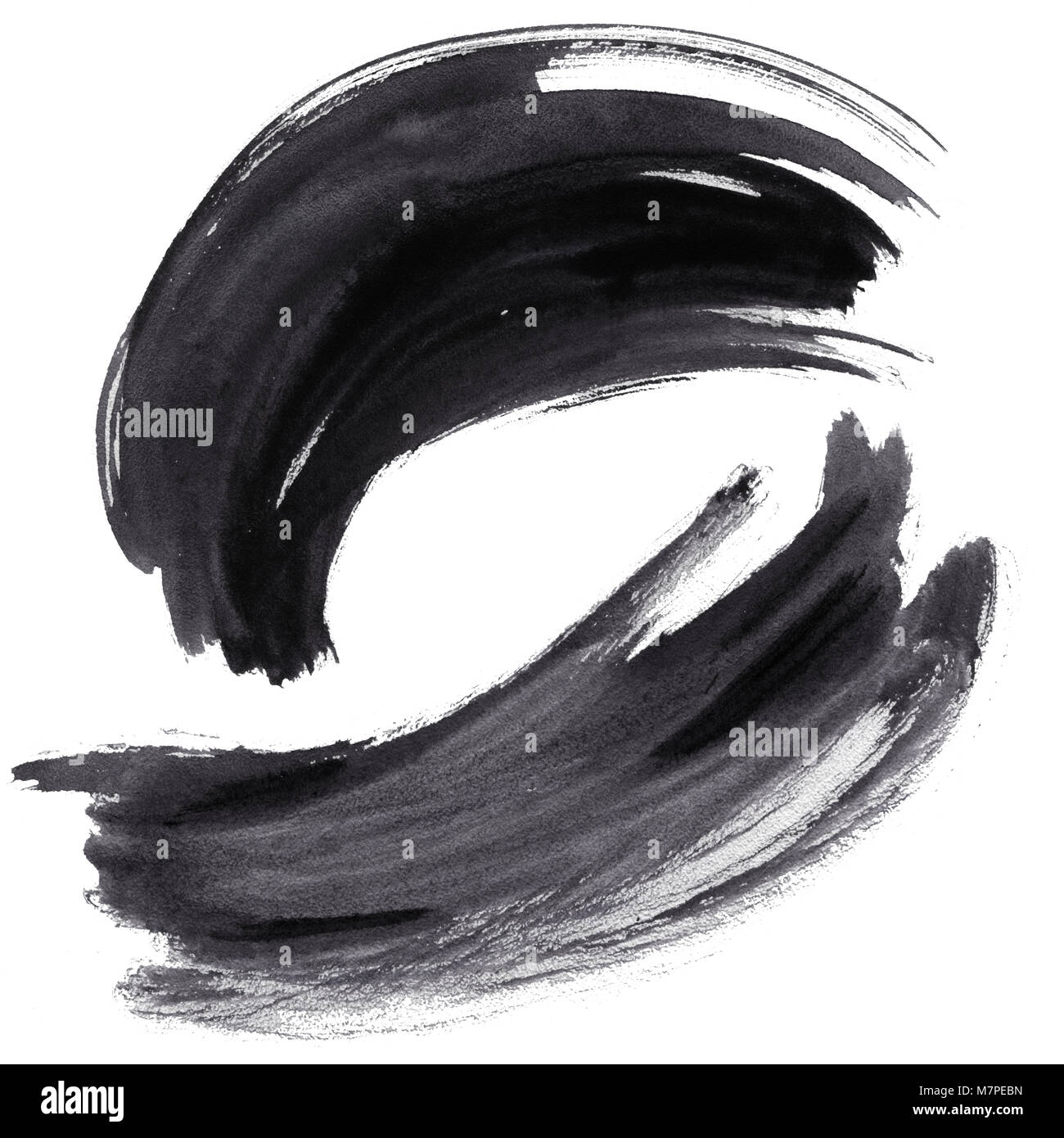 Watercolor black brushstroke set Stock Photo - Alamy