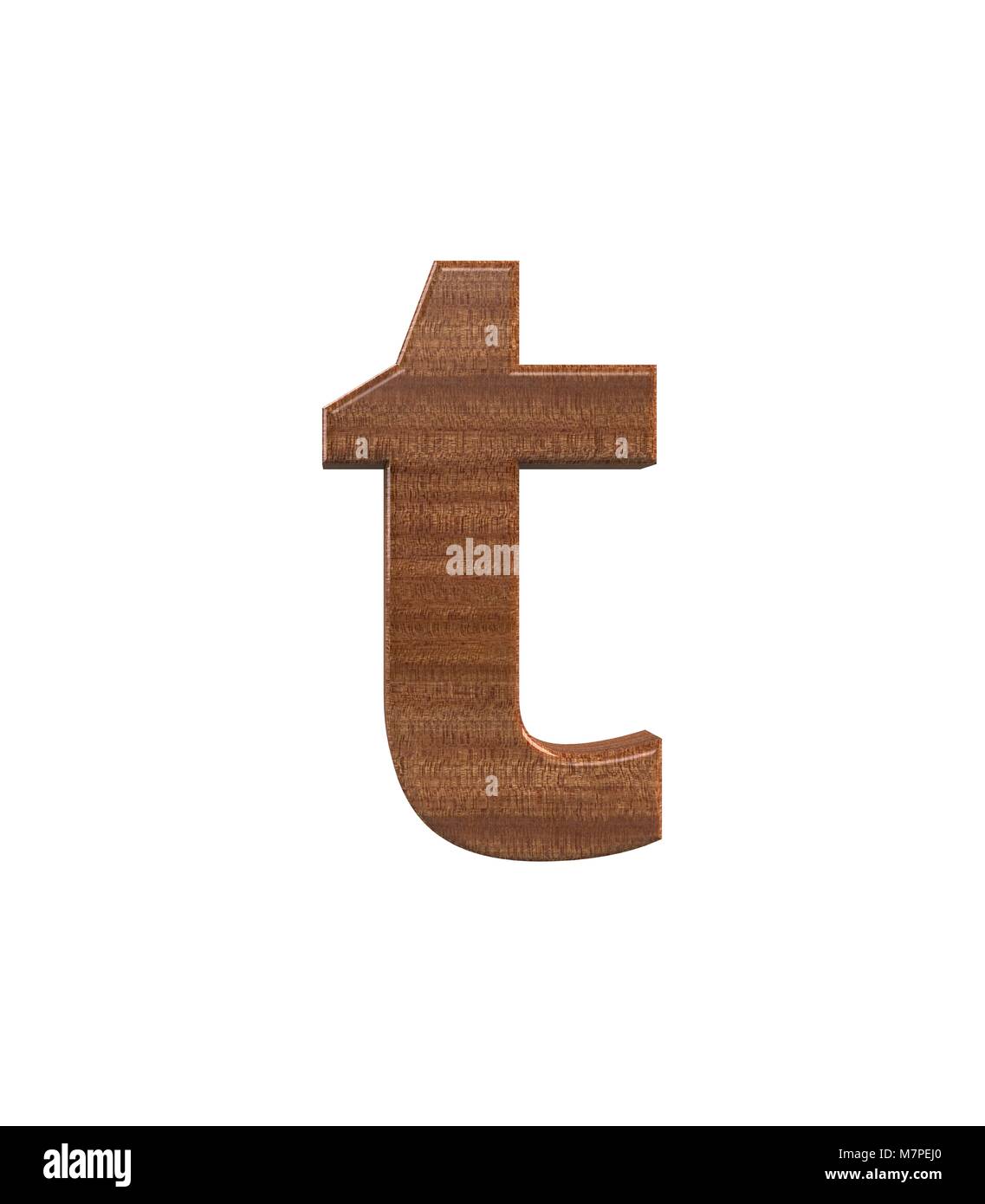 3D rendering Font Polished mahogany lowercase t Stock Photo - Alamy