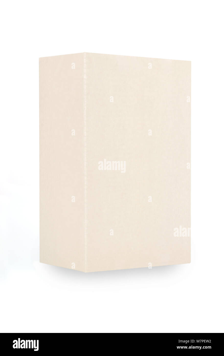 Closed plain white blank tall cardboard box isolated on a white ...