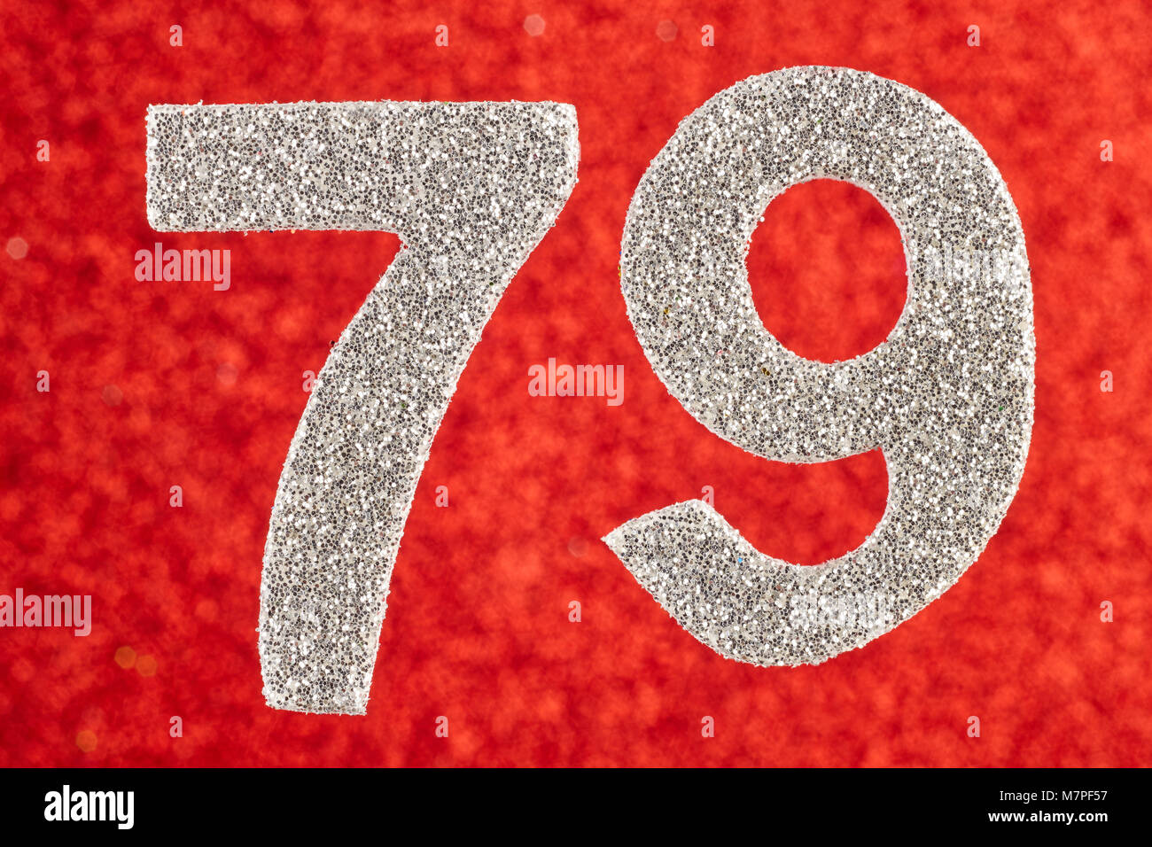 Number seventy-nine silver color over a red background. Anniversary ...