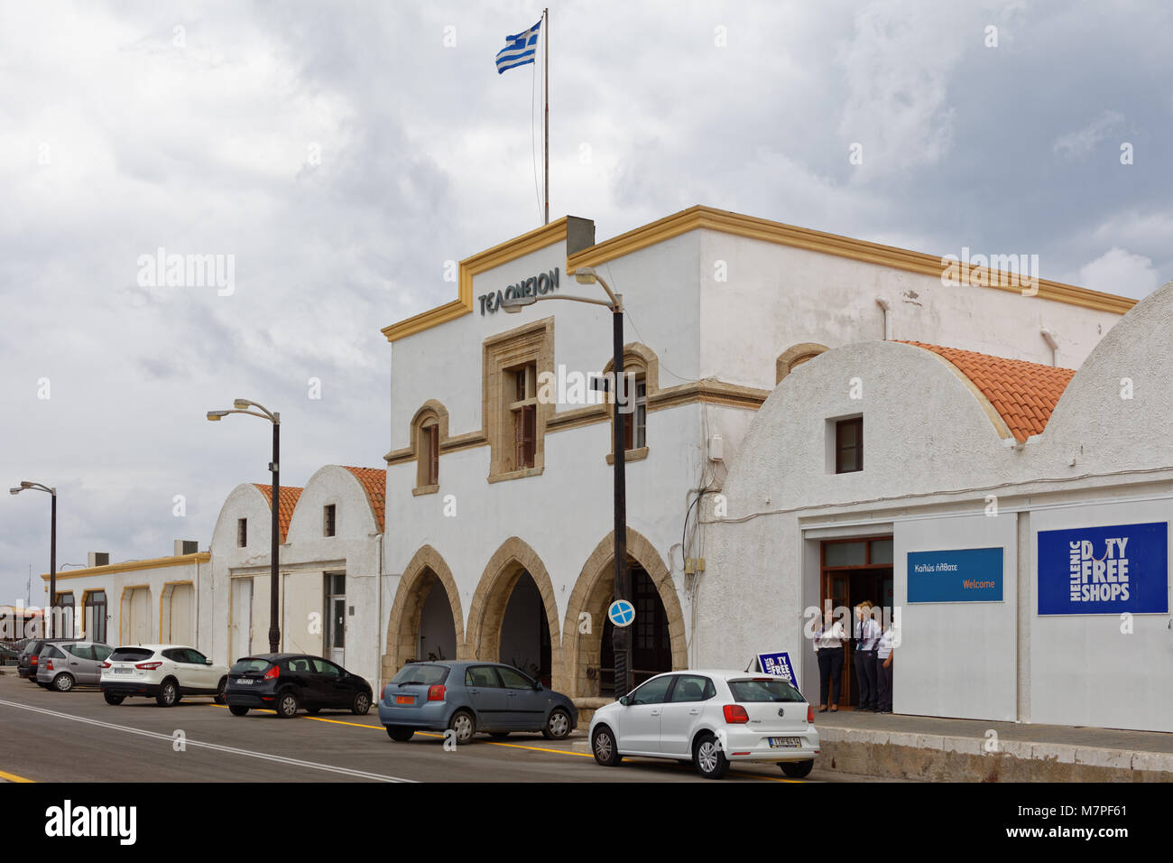 Rhodes, Greece - October 7, 2017: People at the building of customs in ...