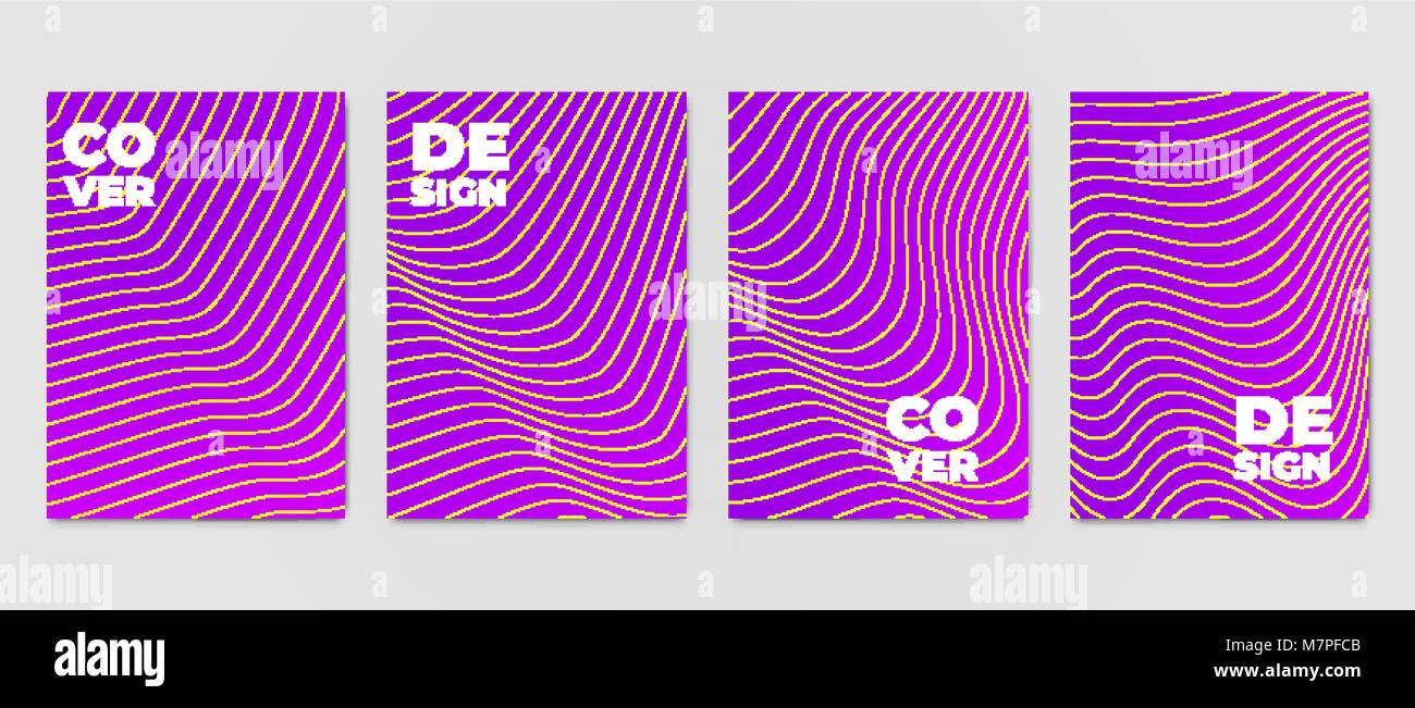 Modern violet cover design set with geometric pattern Stock Vector ...
