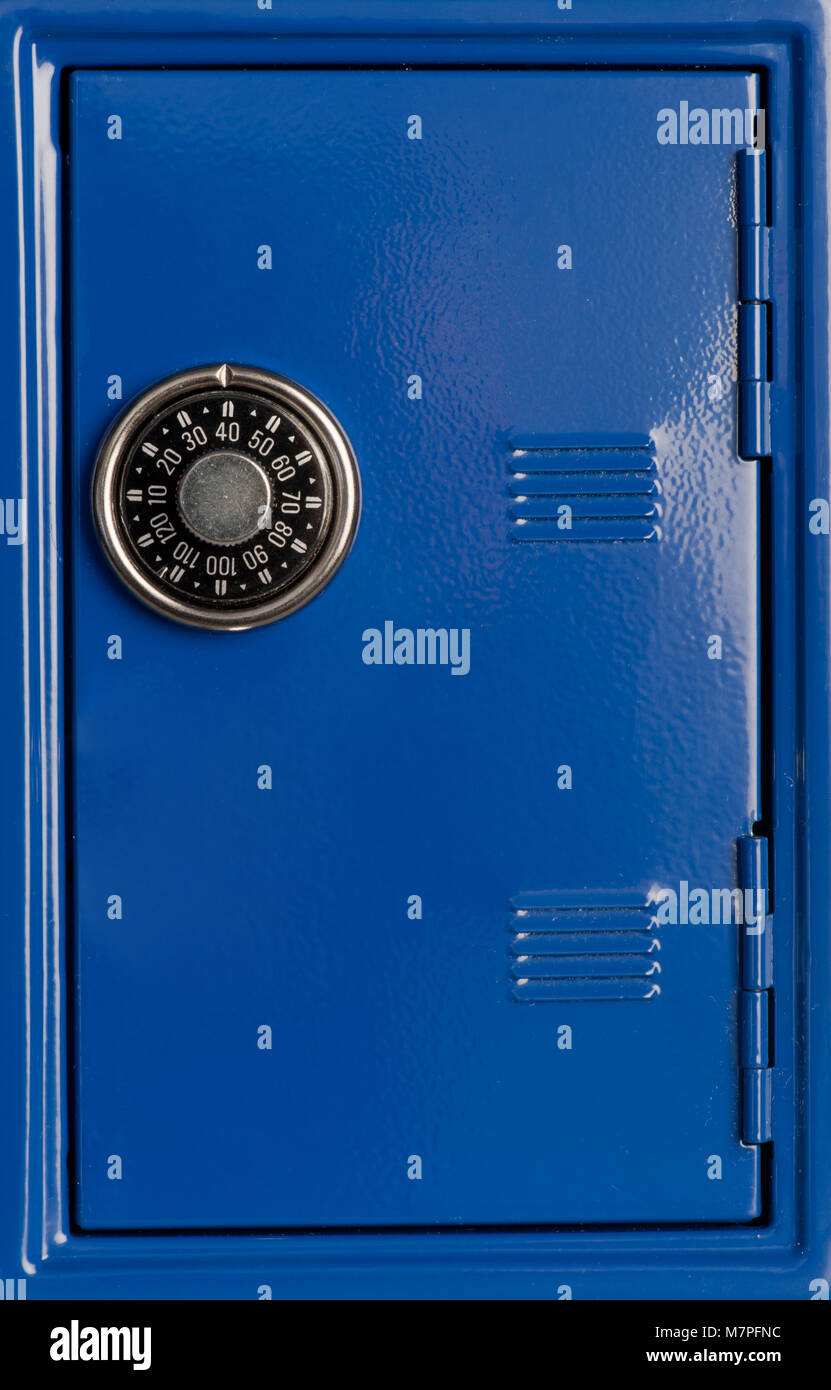 Blue safe on white background Stock Photo - Alamy
