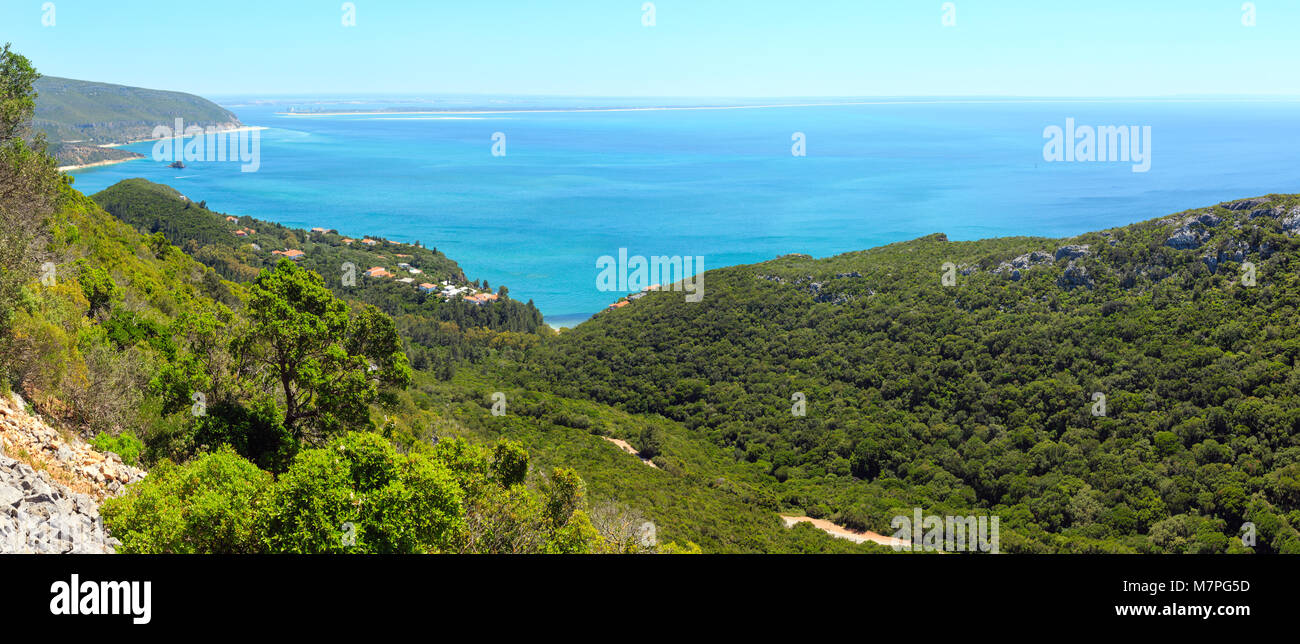 Summer sea coast landscape. View from Nature Park of Arrabida in ...