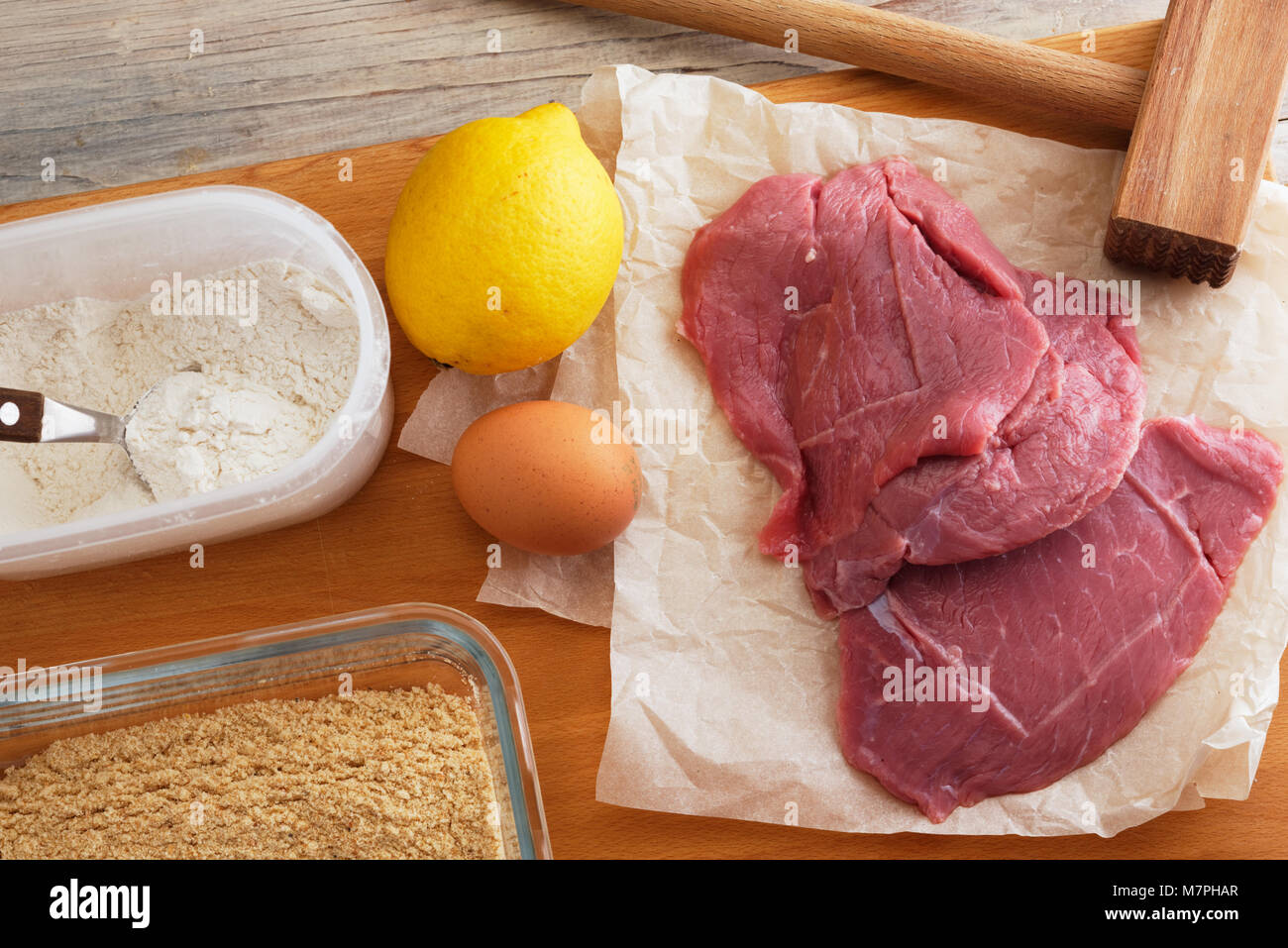 Ingredients for cooking Wiener schnitzel Stock Photo - Alamy