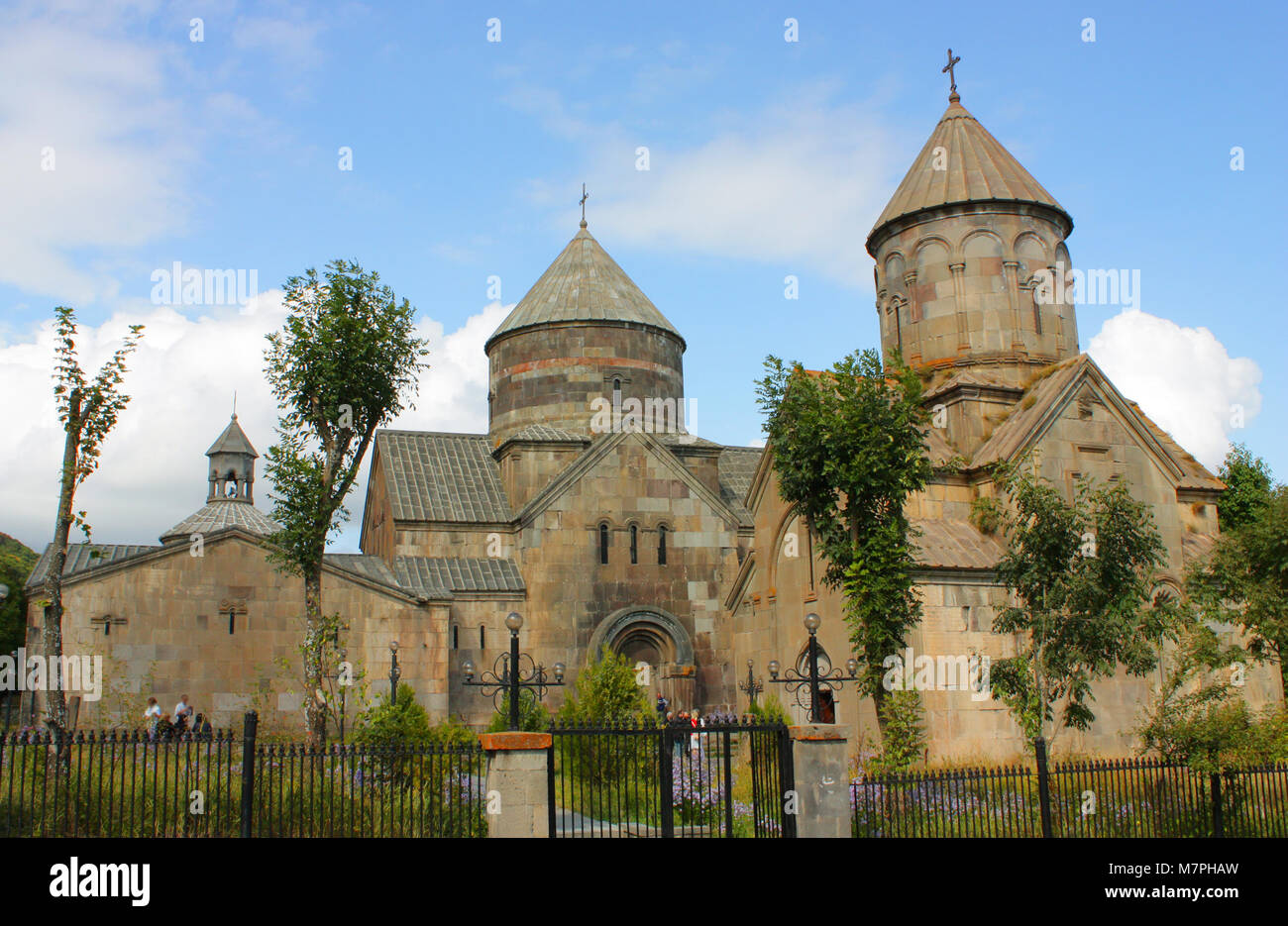 Old medieval church against blue sky background Stock Photo - Alamy