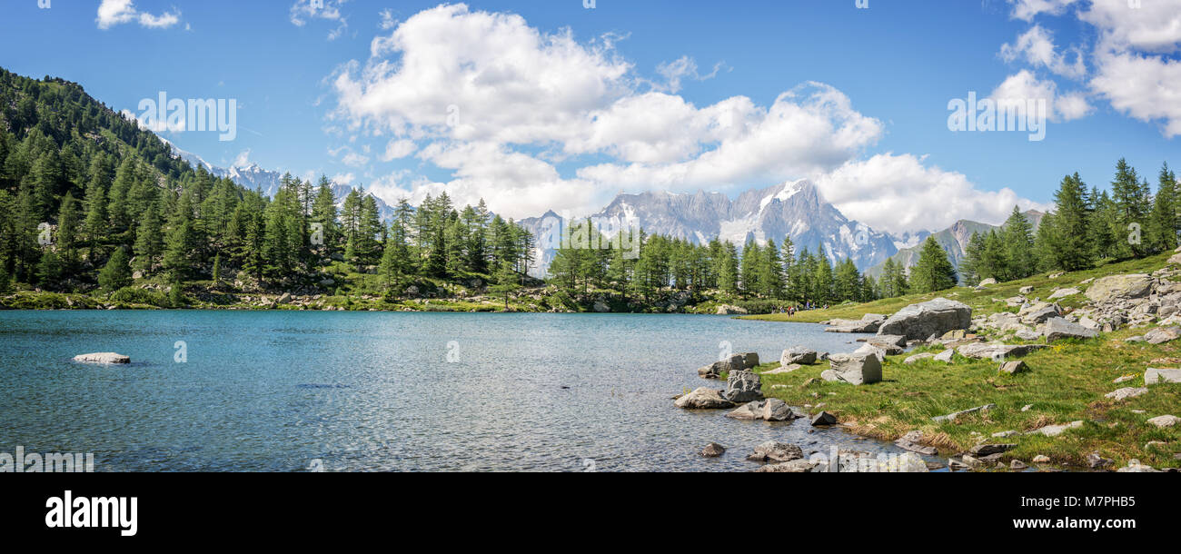Arpy lake, Monte Bianco (Mont Blanc) in the background, Gran Paradiso ...