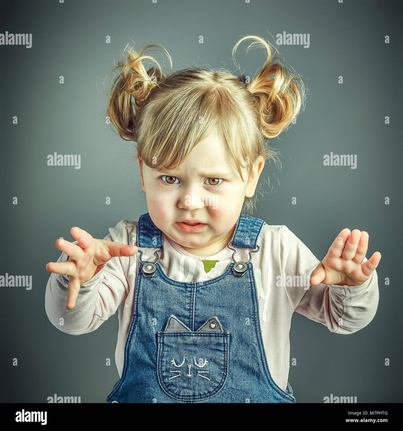 little child act like fantasy monster studio portrait shot Stock Photo ...