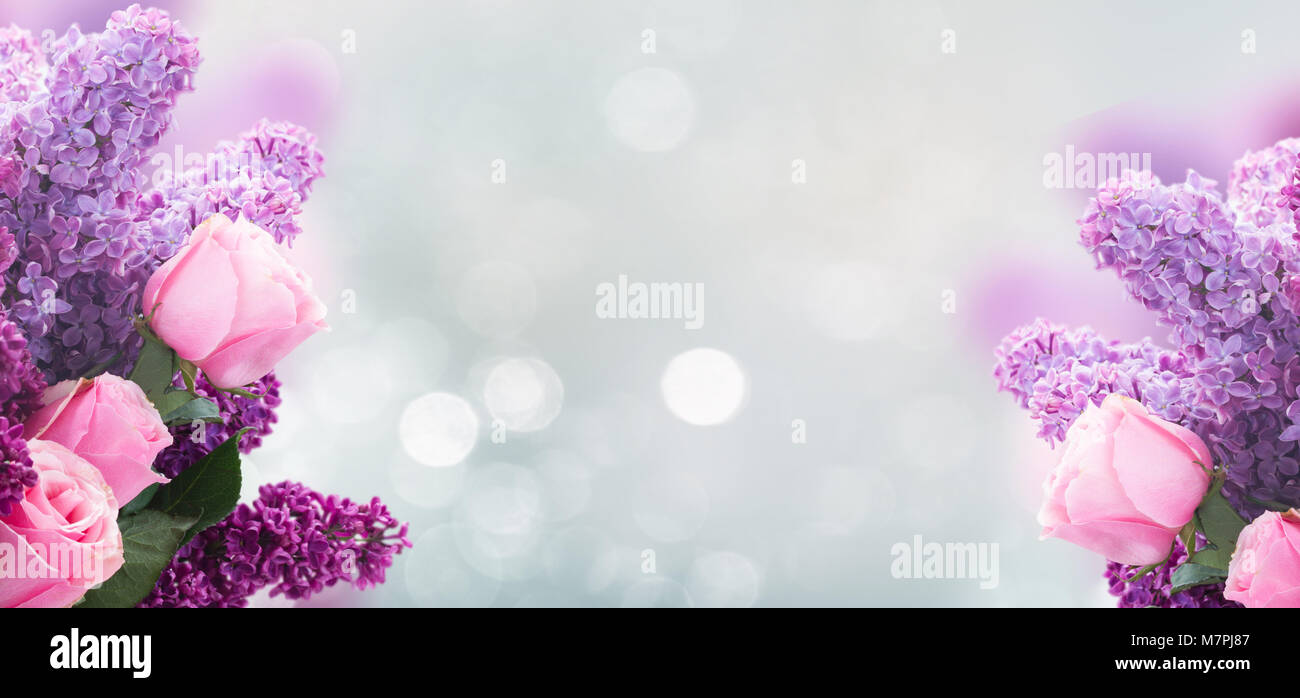 Lilac flowers with roses Stock Photo - Alamy
