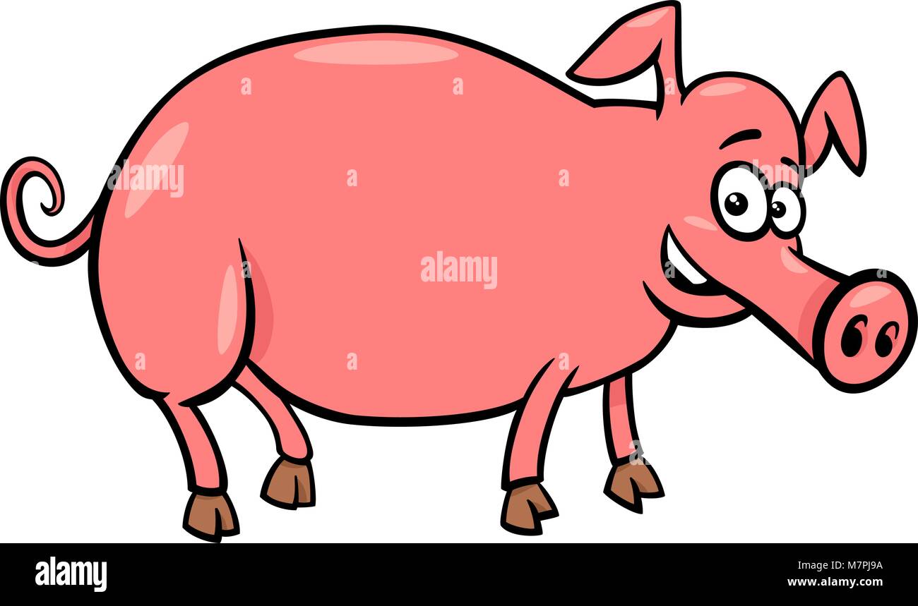 Cartoon Illustration of Funny Pig Farm Animal Character Stock Vector ...