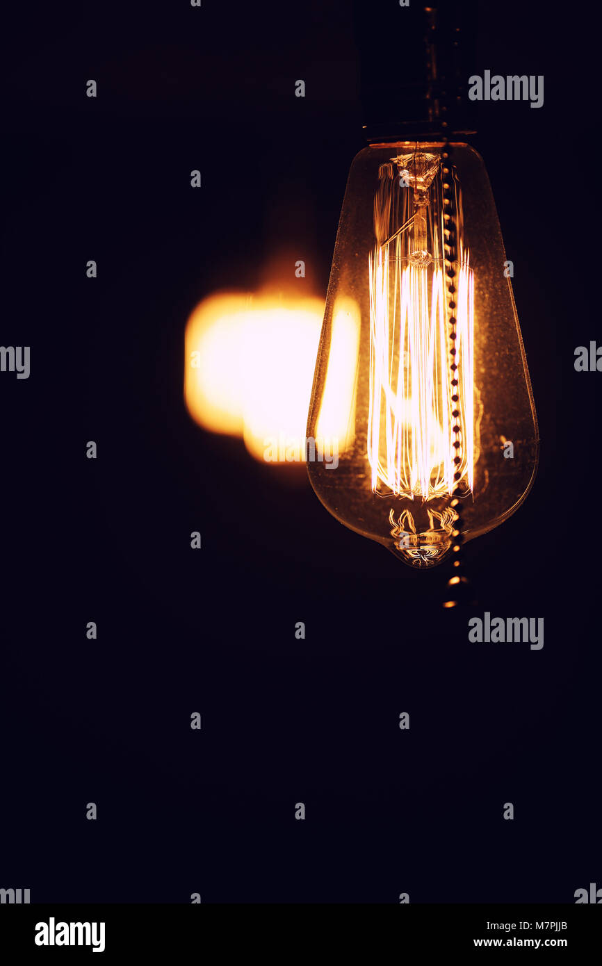 Lamps with tungsten filament. Edison's light bulb. Filament fila Stock ...