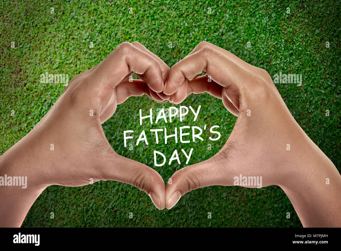 Heart shape from hands with text Happy fathers day. Fathers day concept ...