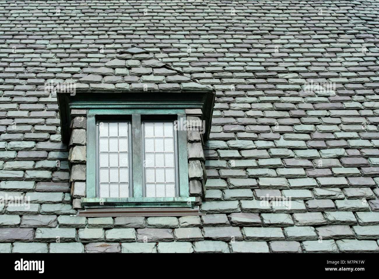 A old slate roof with window Stock Photo - Alamy
