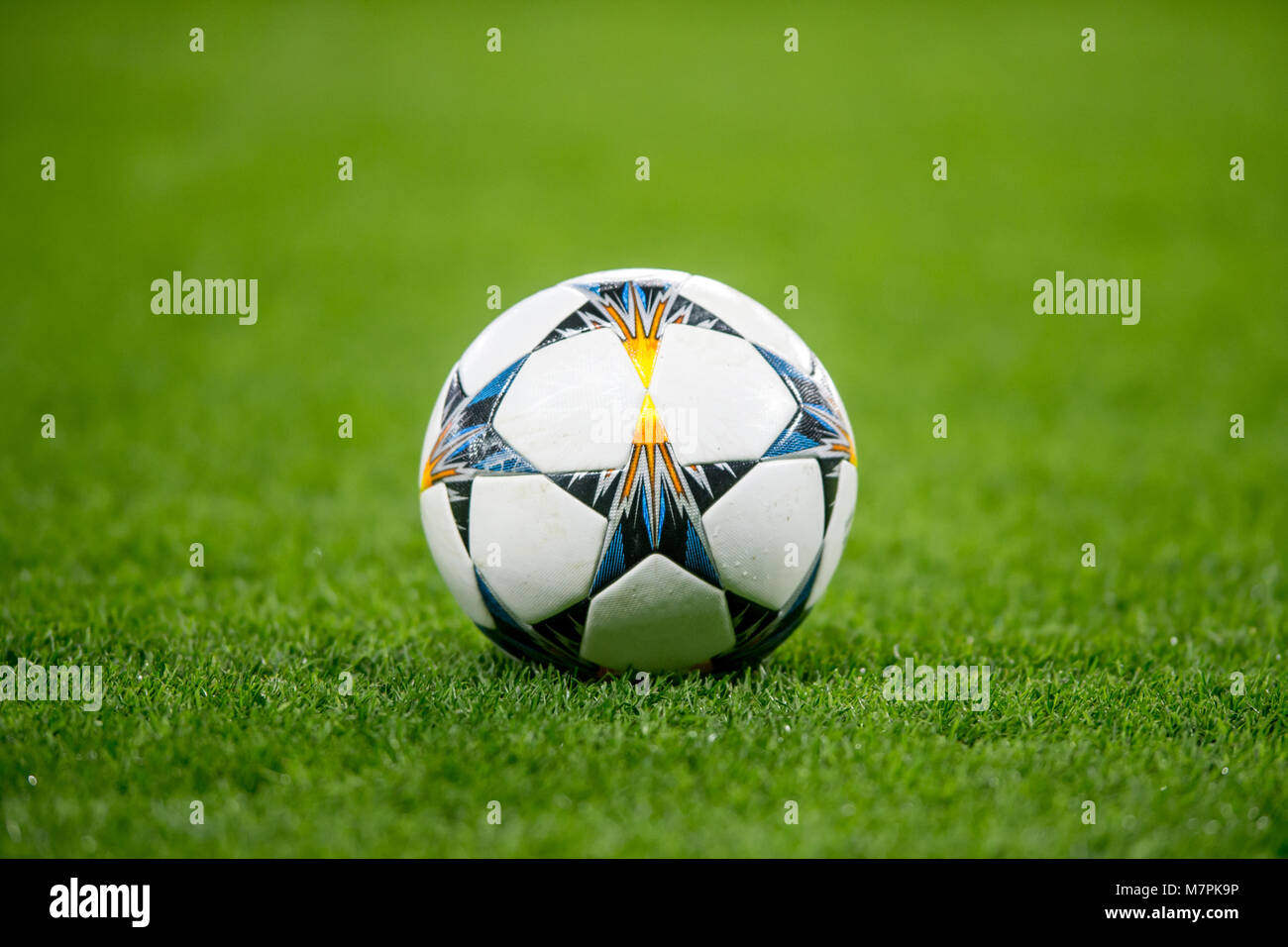 Soccer / Football match ball on grass Stock Photo - Alamy
