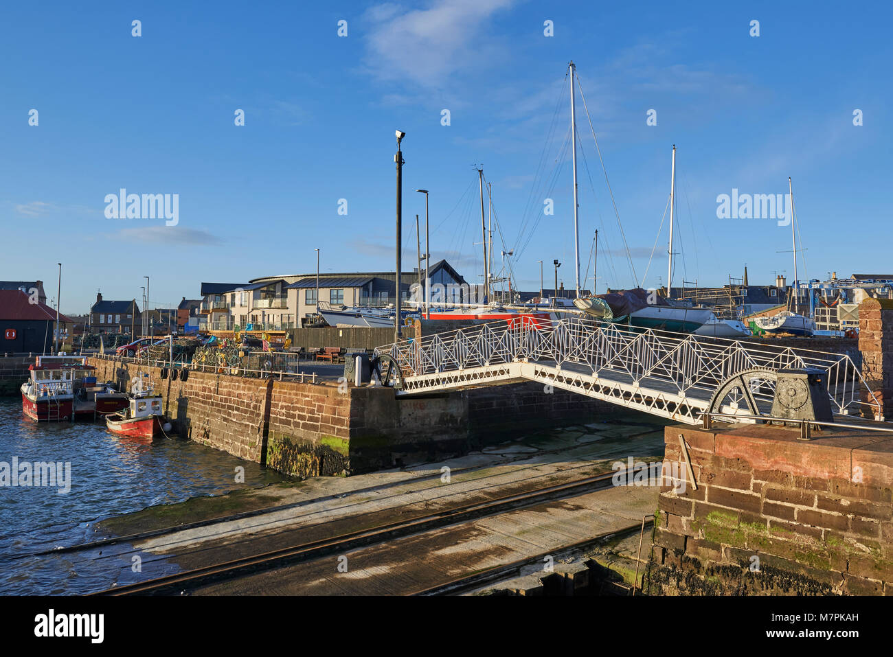 The Drawbridge at Arbroath Harbour that provides a Walkway and entrance ...