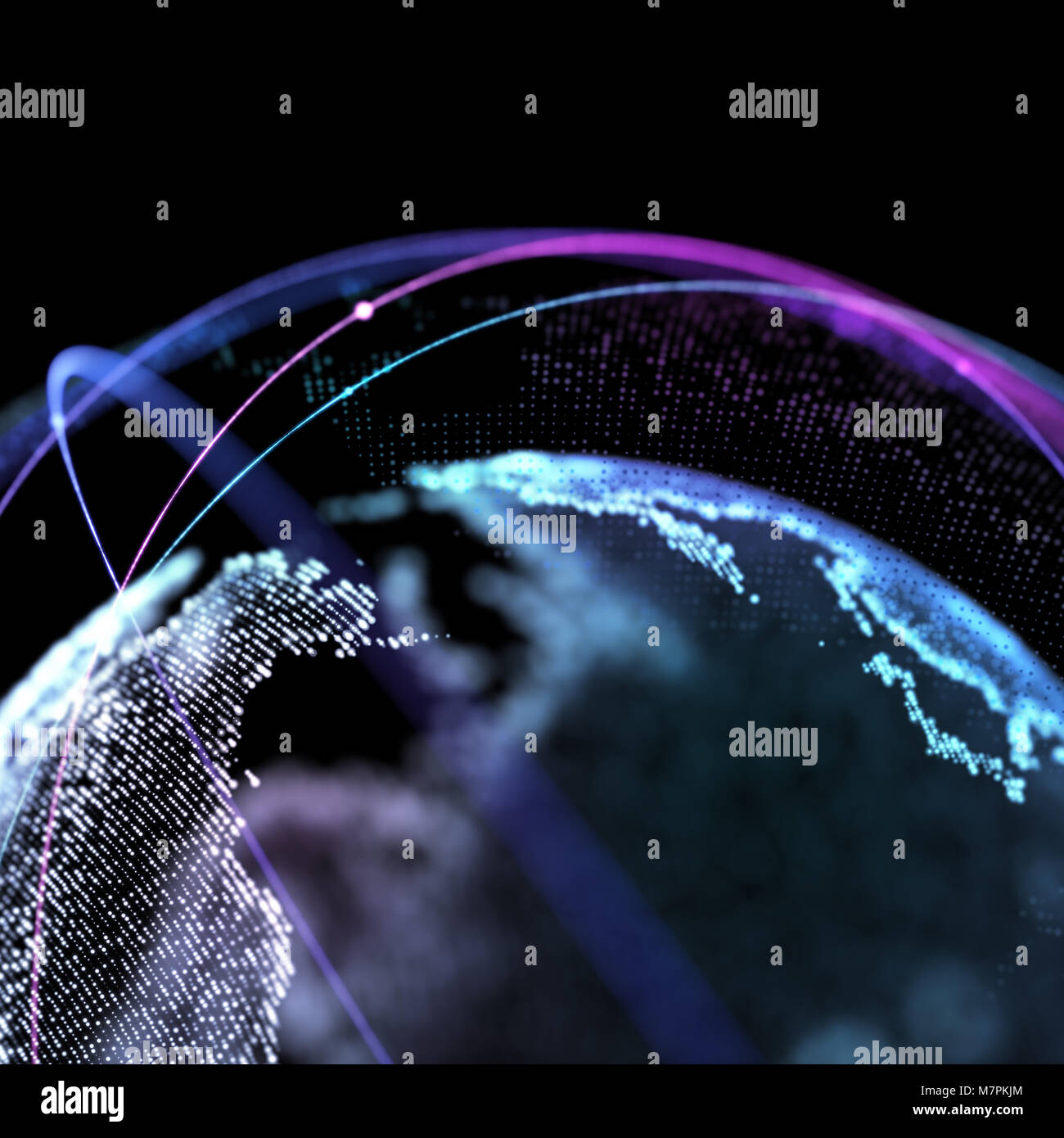 Abstract technology background with global communication orbits and ...