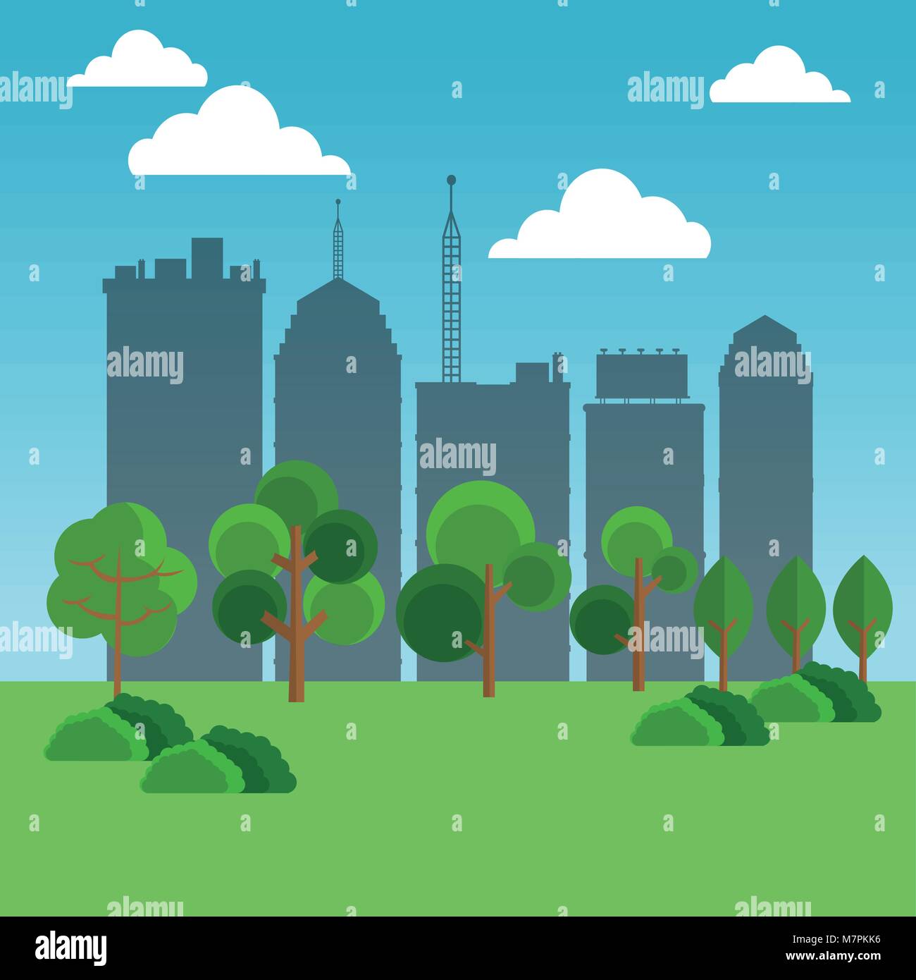 Park and cityscape cartoon vector illustration graphic design Stock ...
