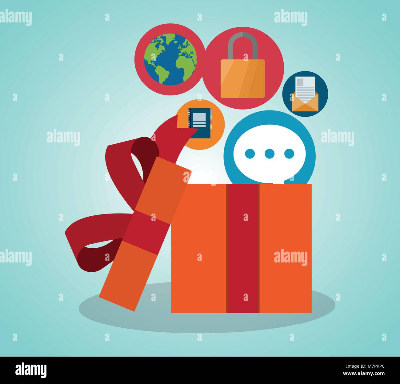 Gift box open with multimedia symbols vector illustration graphic ...